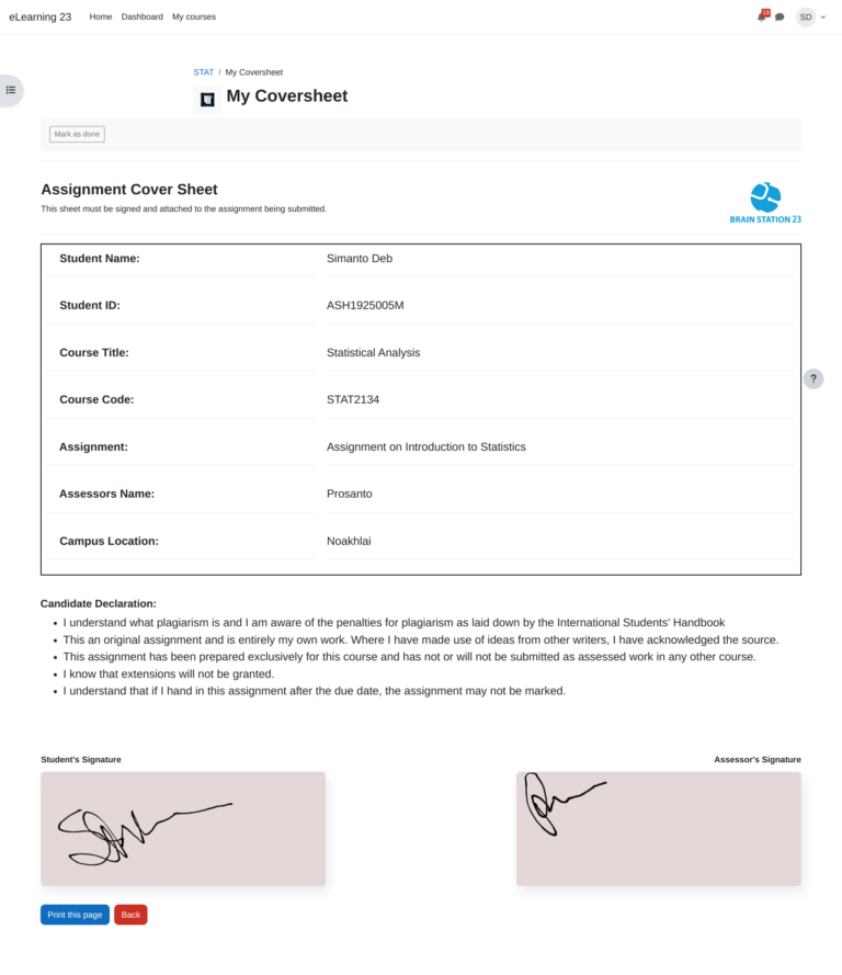 Moodle Coversheet - eLearning 23